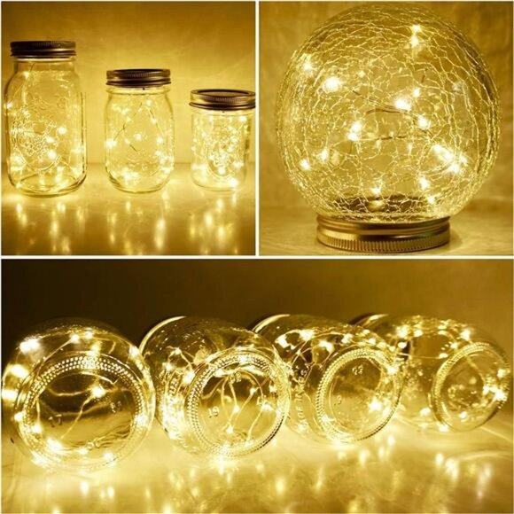 Accents | 8 Pack Solar Mason Jar Lid String Lightswarm White Waterproof ...